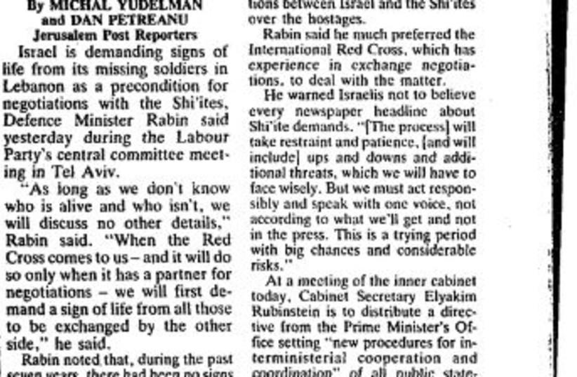 The 'Post' looks back on search for Sgt.-Maj. Tzvi Feldman