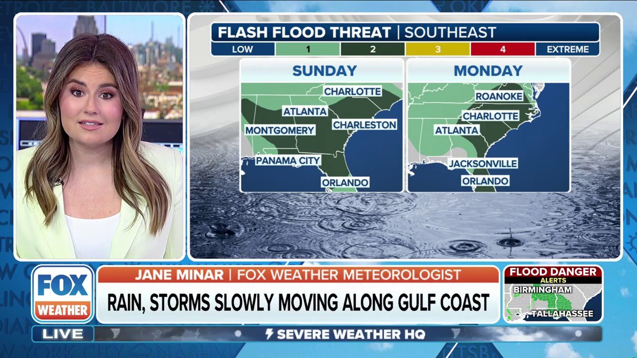 Slow-moving system soaking Southeast, mid-Atlantic