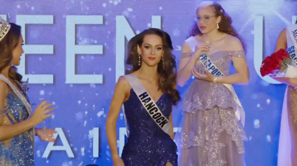 Jordon Hudson sports sour look on her face after failing to win Miss ...