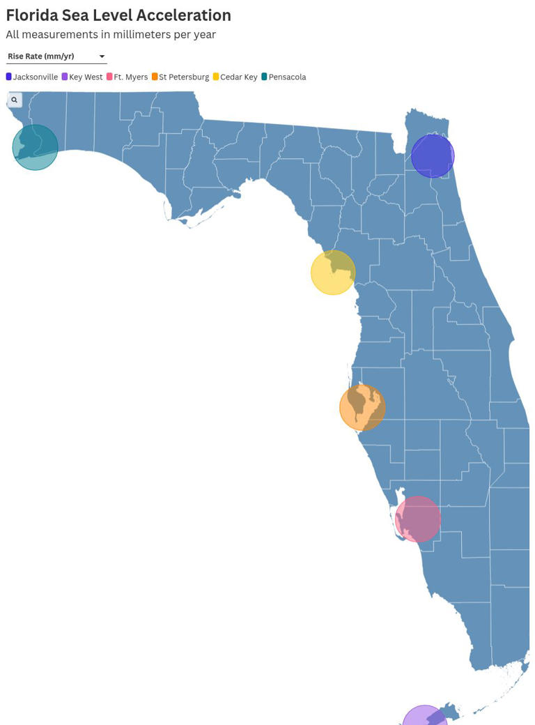 Florida map shows cities where sea level rise is accelerating