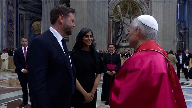 JD and Usha Vance attend Pope Leo XIV inaugural mass