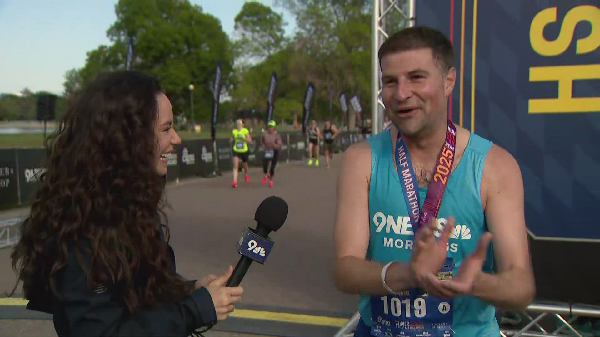 9NEWS meteorologist Chris Bianchi runs in the Colfax Half Marathon