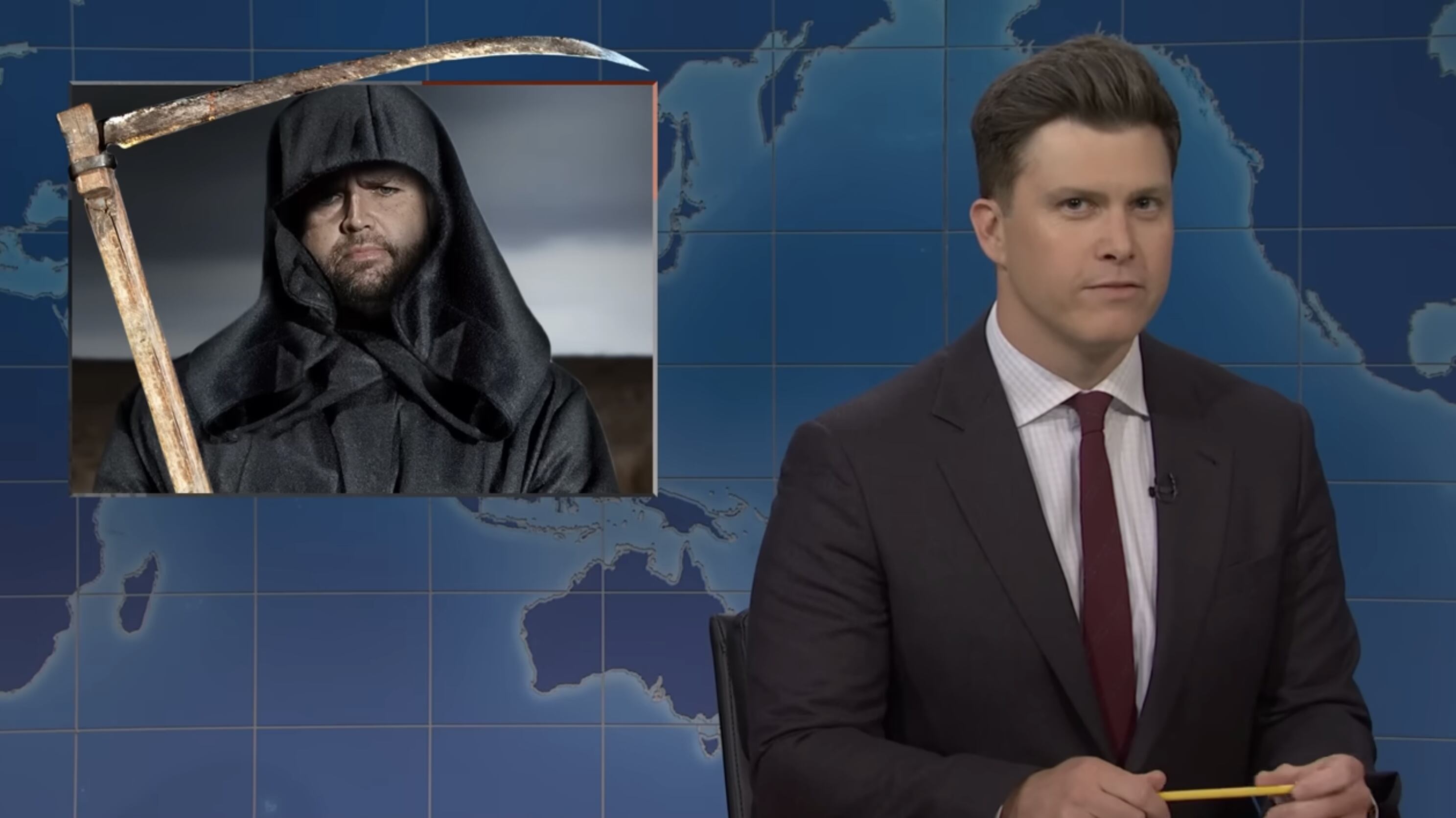 Colin Jost Skewers ‘Grim Reaper’ Vance at Pope Inaugural Mass