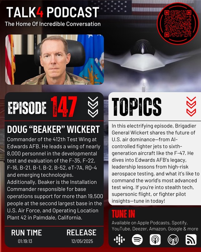 412th Test Wing Commander Talks F-47, B-21 Testing, AI Agents, YF-23 ...