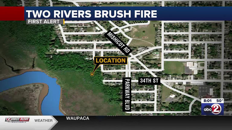 Brush fire burns nearly 30 acres of wetland in Two Rivers