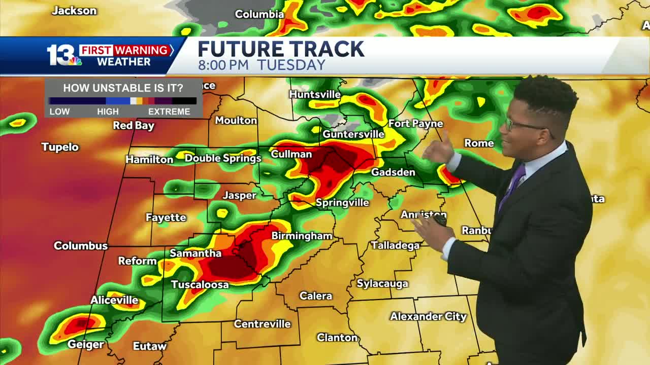 Severe Storms in Alabama: Hail, winds, and a low tornado threat enters ...