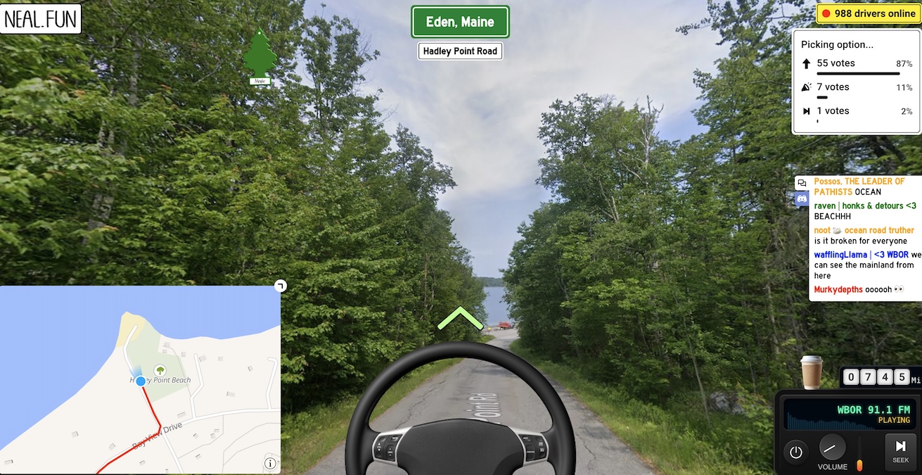 This crowd-controlled street view simulator lets players drive across ...