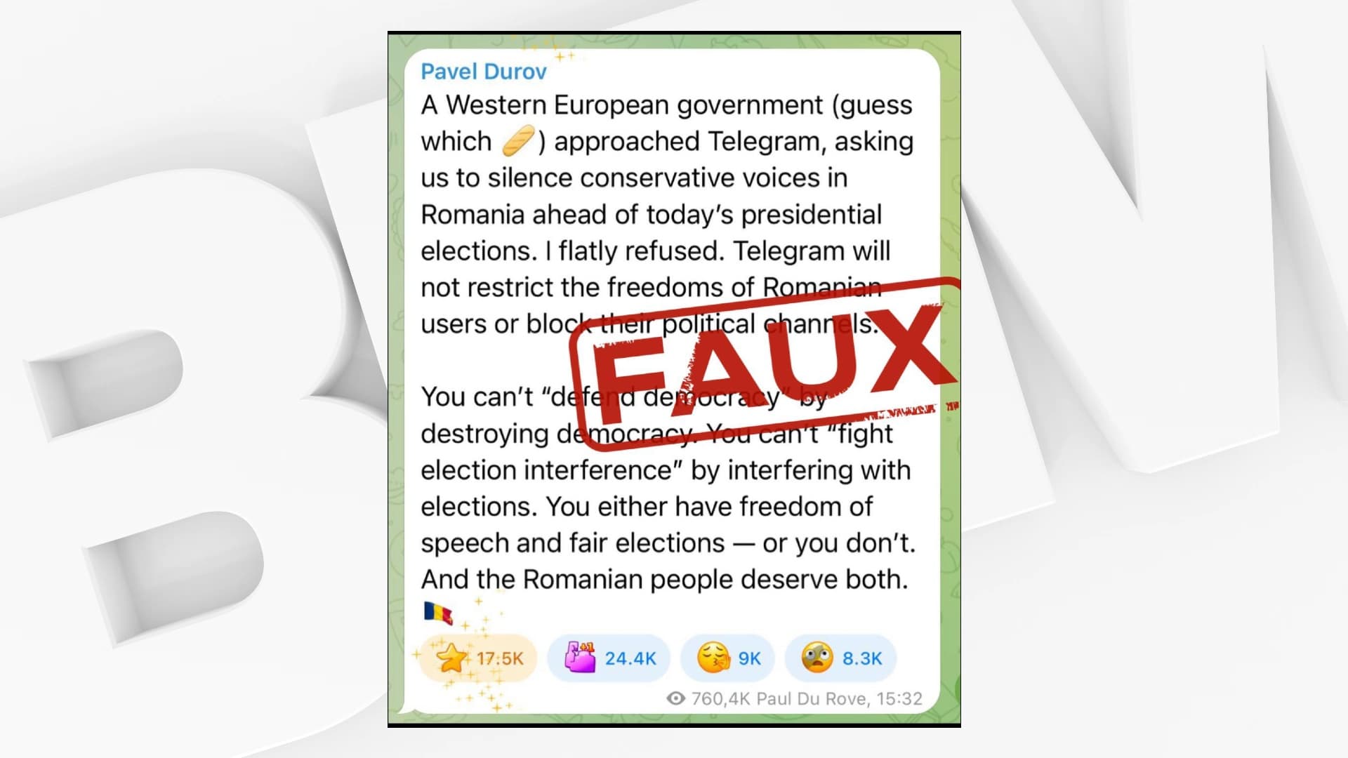 Présidentielle en Roumanie: le patron de Telegram accuse la France d ...