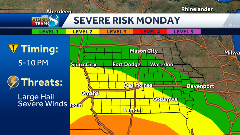 Iowa weather: Monday storms bring heavy rain, strong winds, large hail