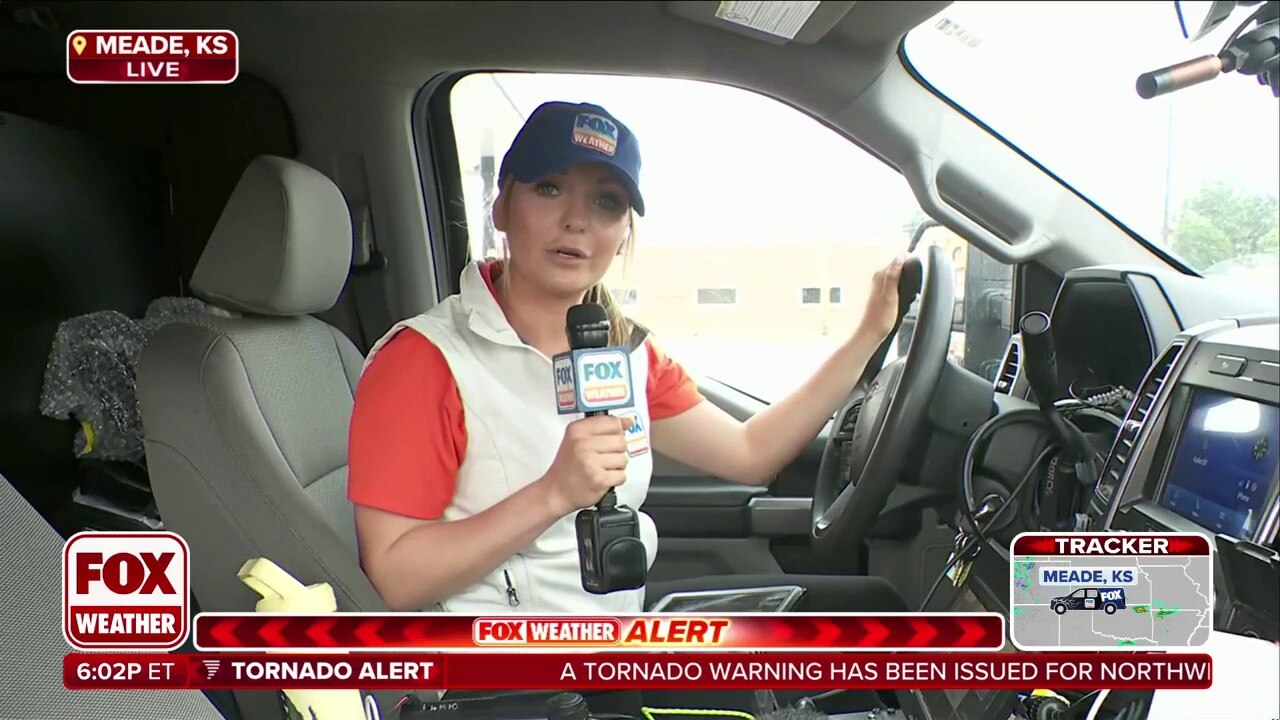 Haley Meier demonstrates how the FOX Weather Beast functions while on ...
