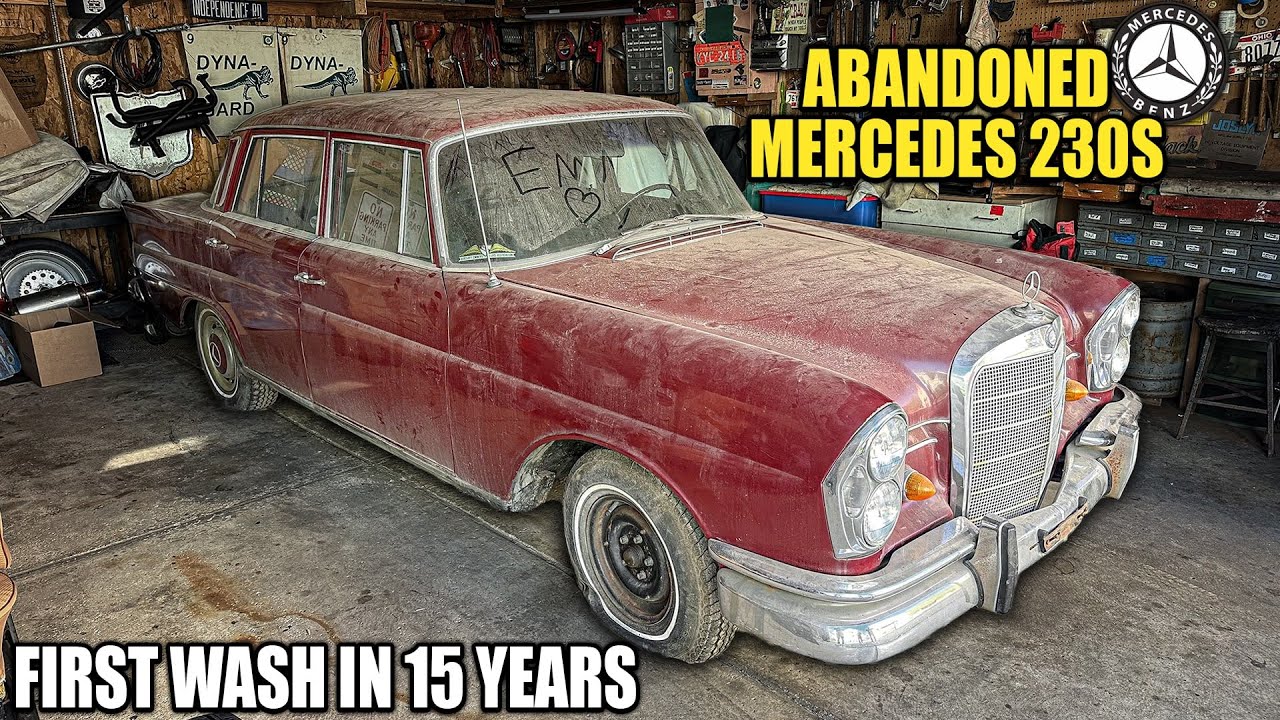 Garaged Mercedes 230S receives first wash in 15 years