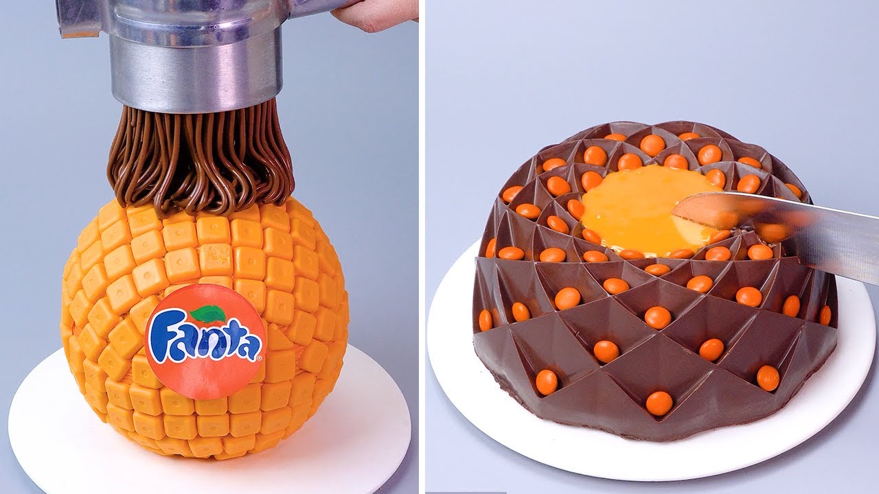 Fanta Cake & Chocolade Geometrie Taart 🍫🍊 | Unieke Bakdecoratie Ideeën
