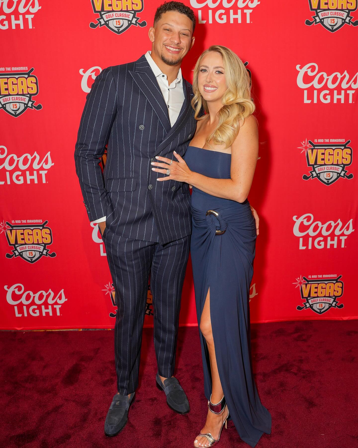 Brittany Mahomes slips into strapless navy gown for husband Patrick’s ...