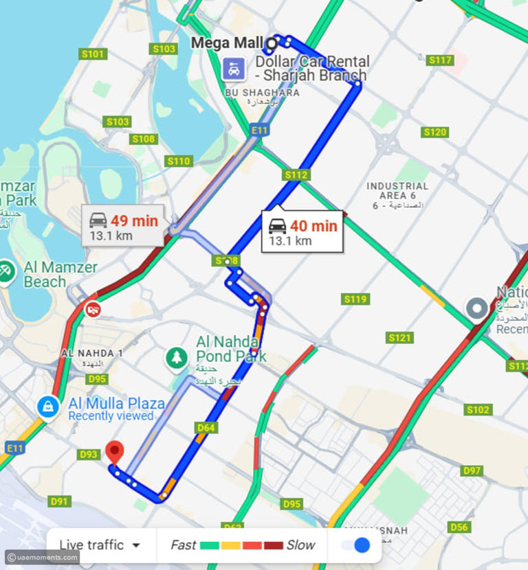 Monday May 19th: 7am Traffic from Sharjah to Dubai