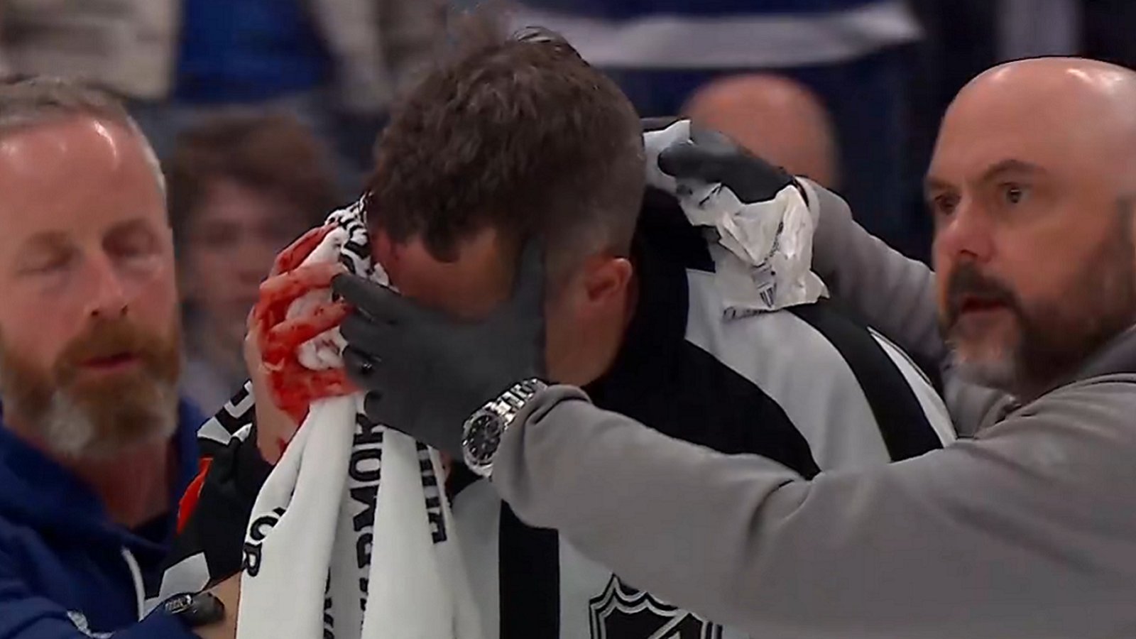 NHL referee seriously injured in Game 7.