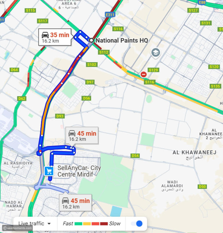 Monday May 19th: 7am Traffic from Sharjah to Dubai