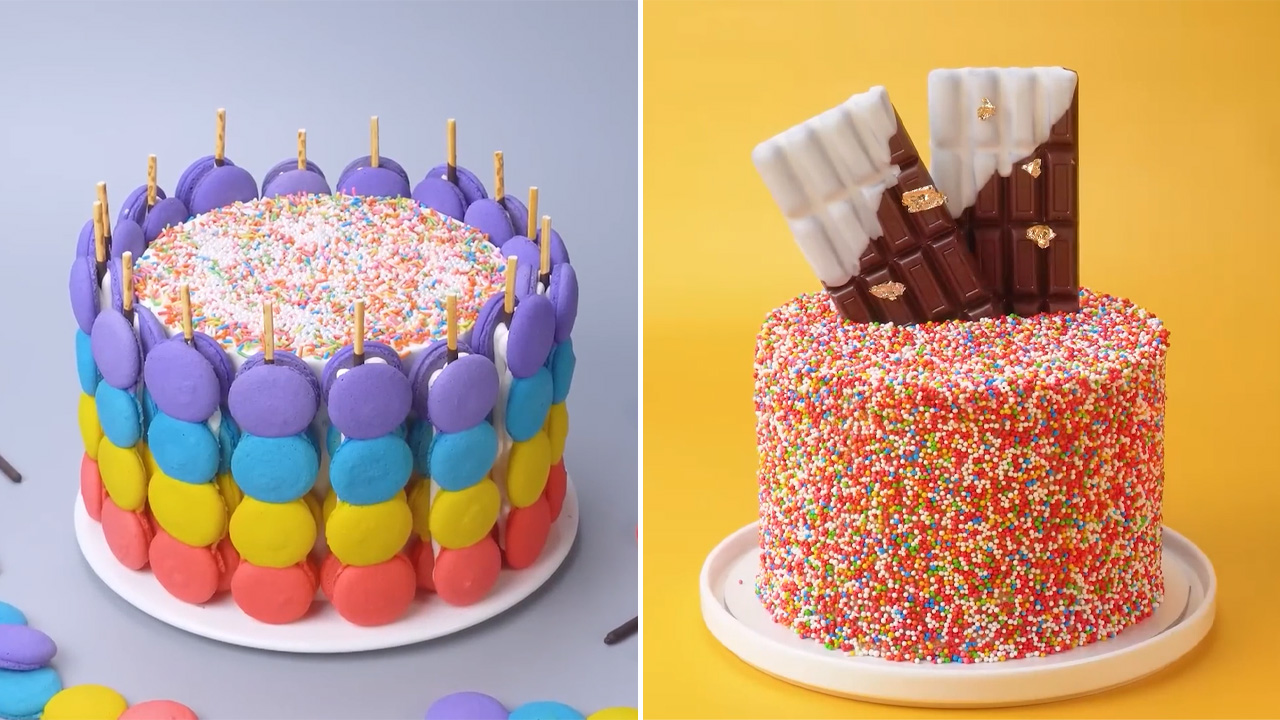 Macaron Sprinkle Taart vs Chocolade Sprinkle Taart 🎂🍫 | Kleurrijk ...