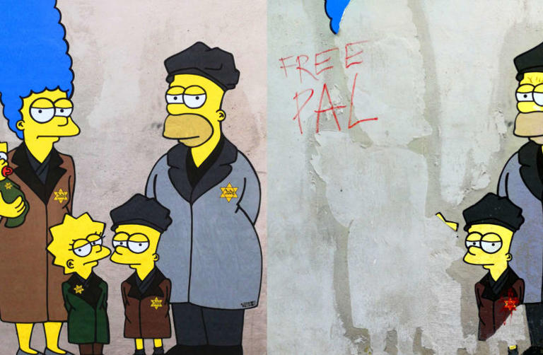 The Jewish Simpsons Holocaust mural in Milan defaced in latest act of ...