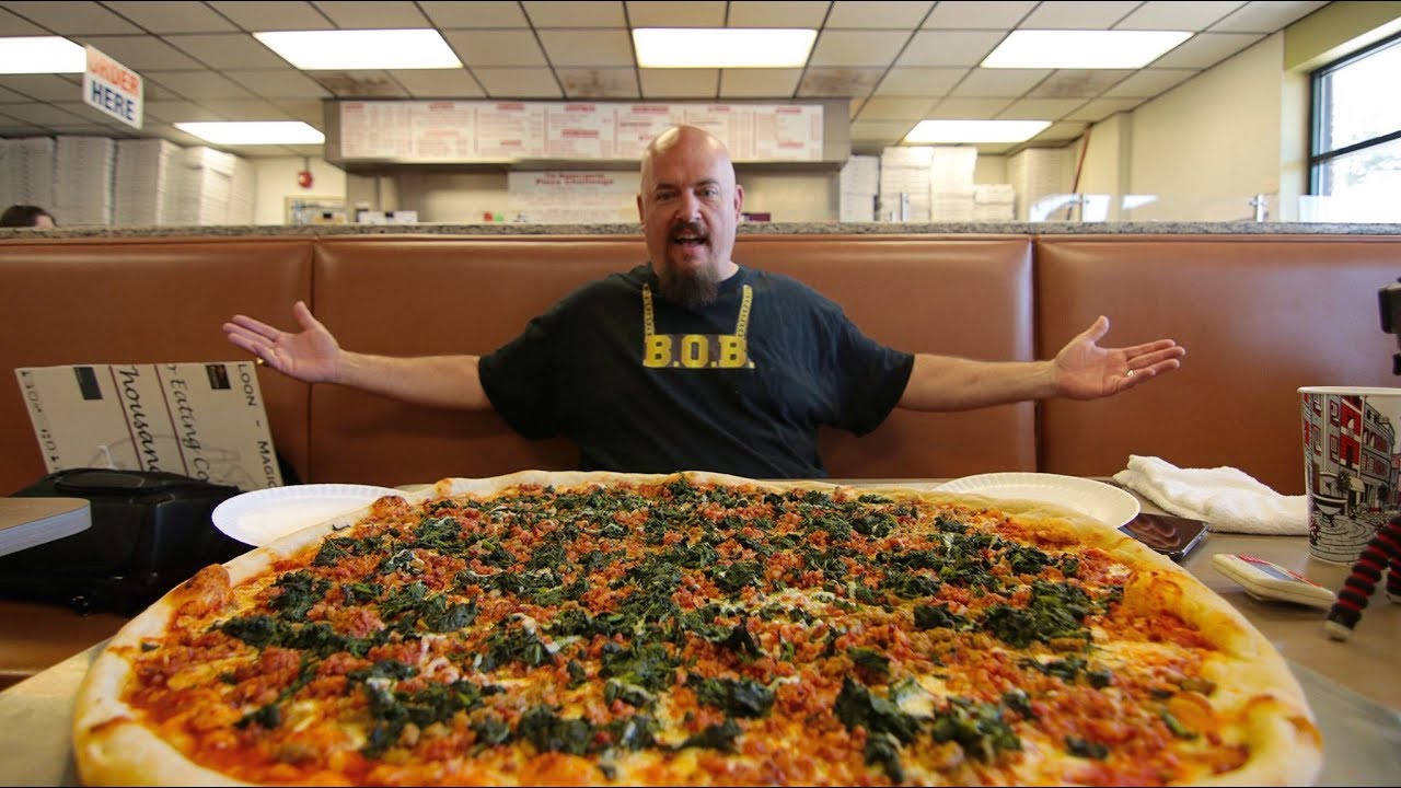 Massive Pizza with Beard Meats Food Adam Moran - New Record