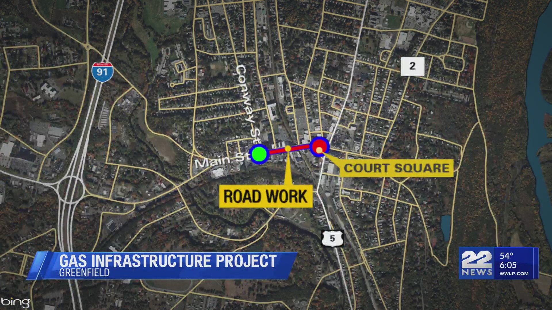 Gas line work along Main Street in Greenfield