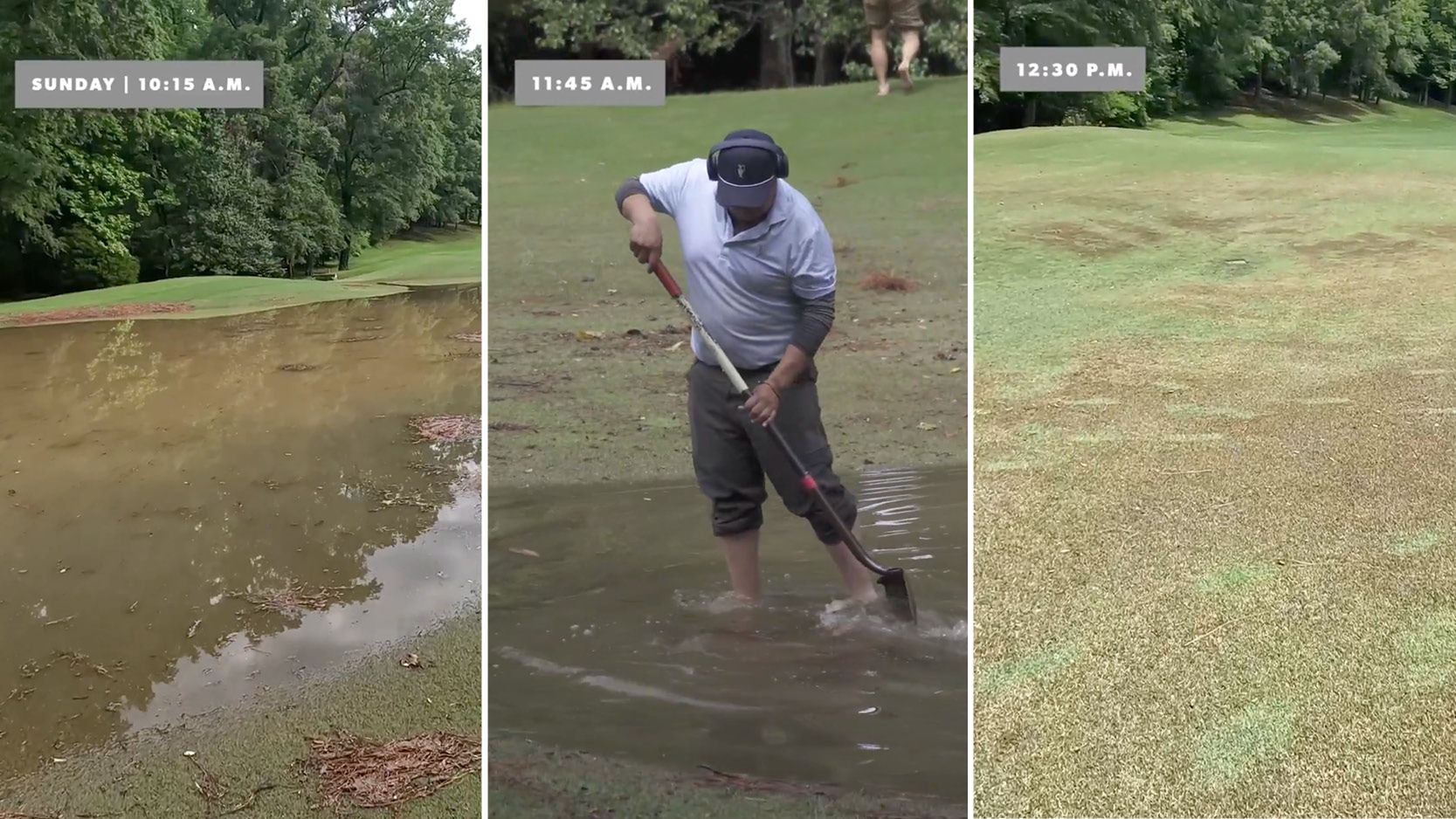 Severely Waterlogged Course At Senior Major Undergoes Rapid ...