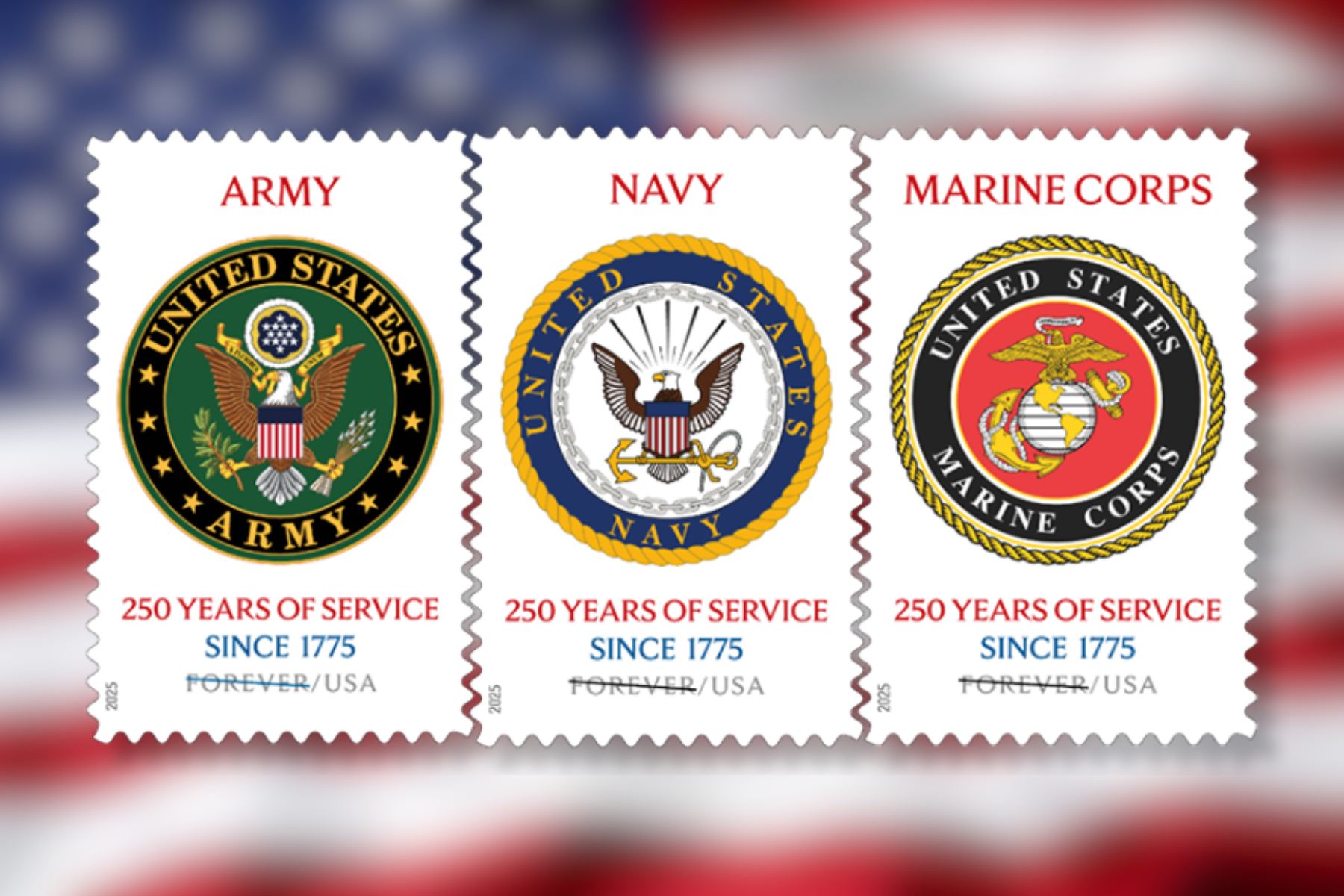 USPS unveils 250th anniversary stamps honoring military branches