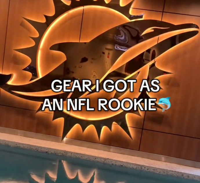 Dolphins rookie WR shows off wild amount of swag he received as a newcomer