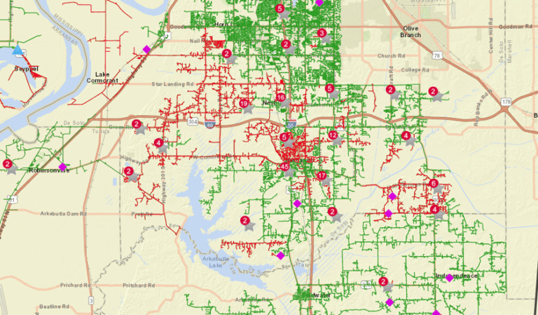Power out for thousands in DeSoto, Shelby counties