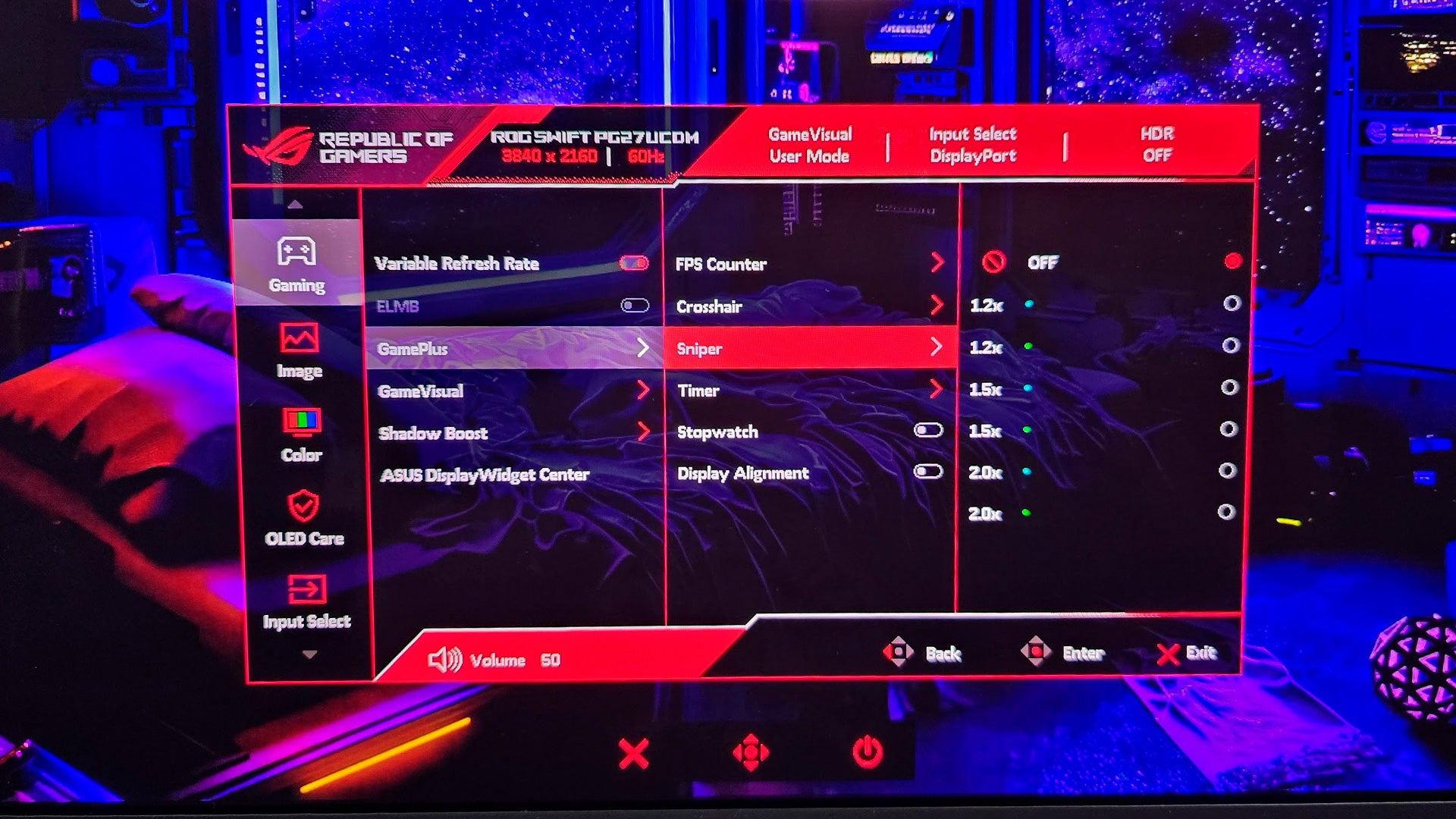 Asus ROG Swift PG27UCDM – OSD