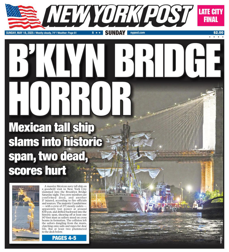 Doomed Mexican ship’s crew was on masts for touching ‘manning the yards’ salute when boat hit ...