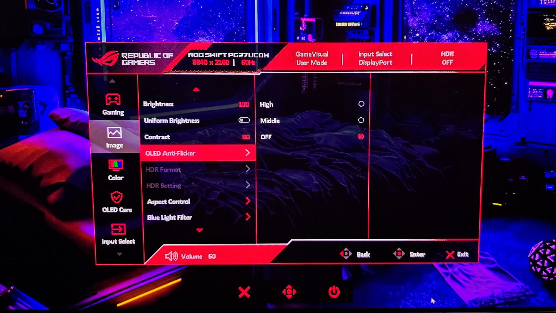 Asus ROG Swift PG27UCDM – OSD