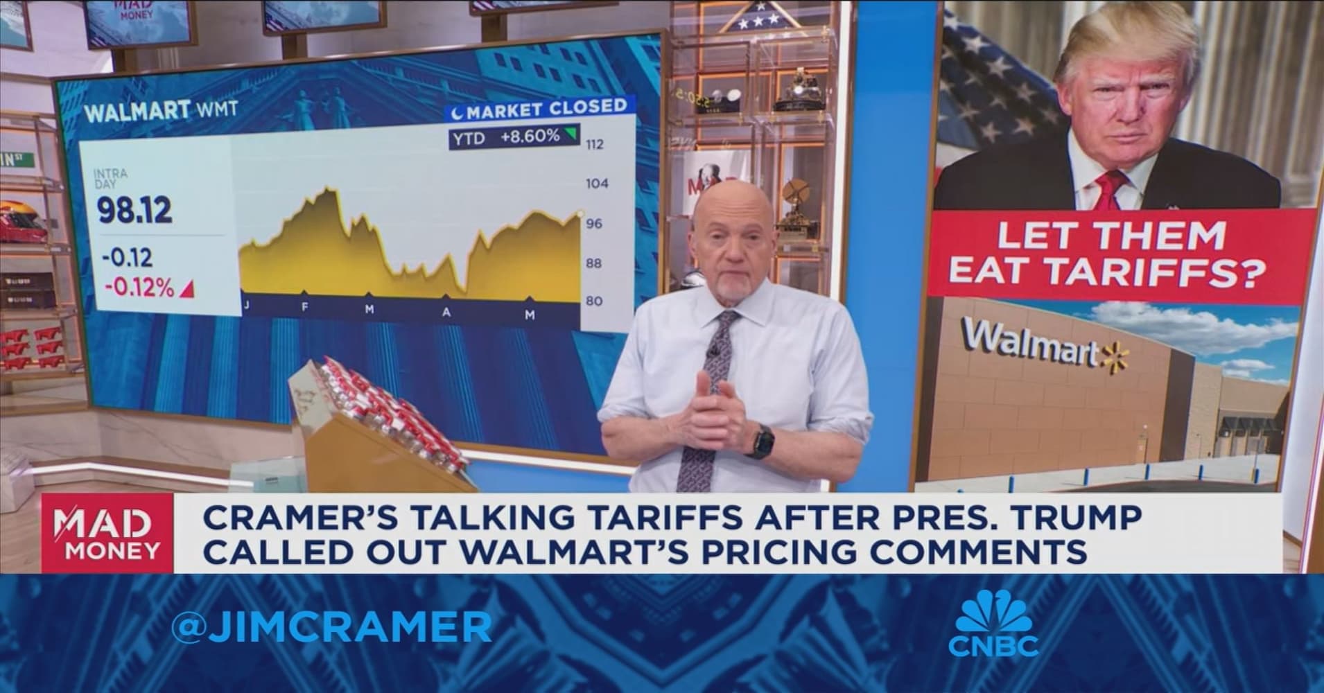 Cramer is breaking down Trump's 'eat the tariffs' callout of Walmart