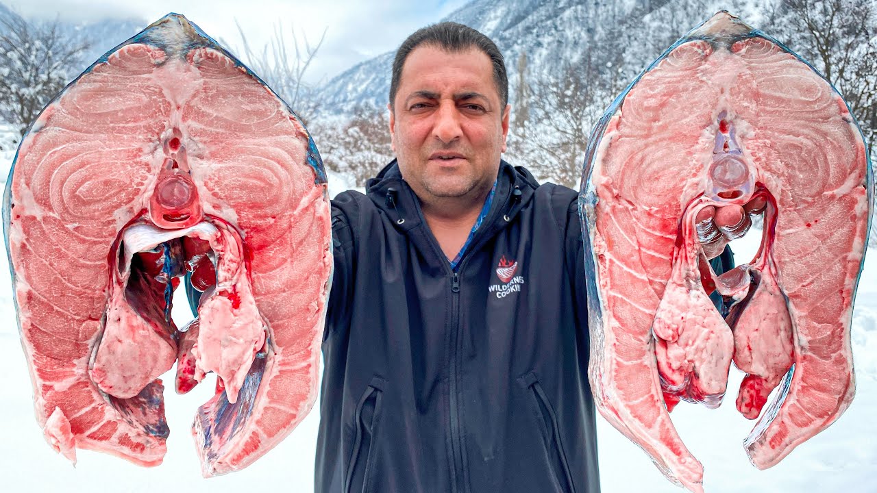 Sturgeon kebab recipe - grilled with fresh fruits and vegetables