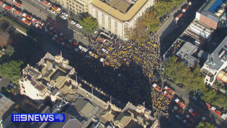 Firefighters and farmers protest 'unfair' levy in Melbourne's CBD
