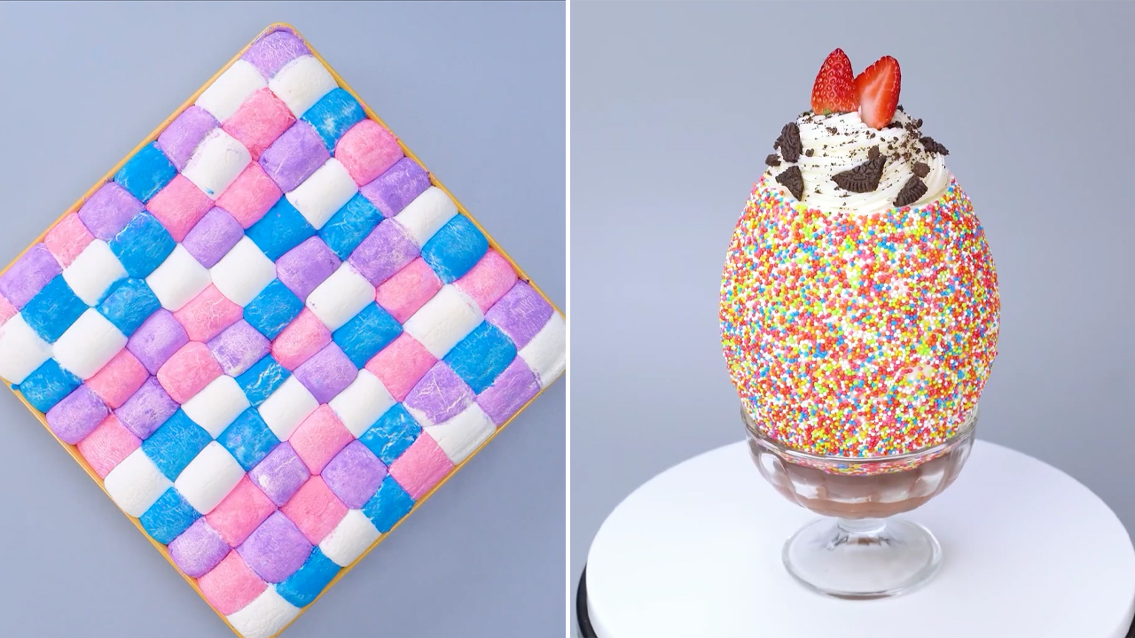 Pastel Marshmallow Grid vs Sprinkle Dome Dessert – Which One’s Your ...
