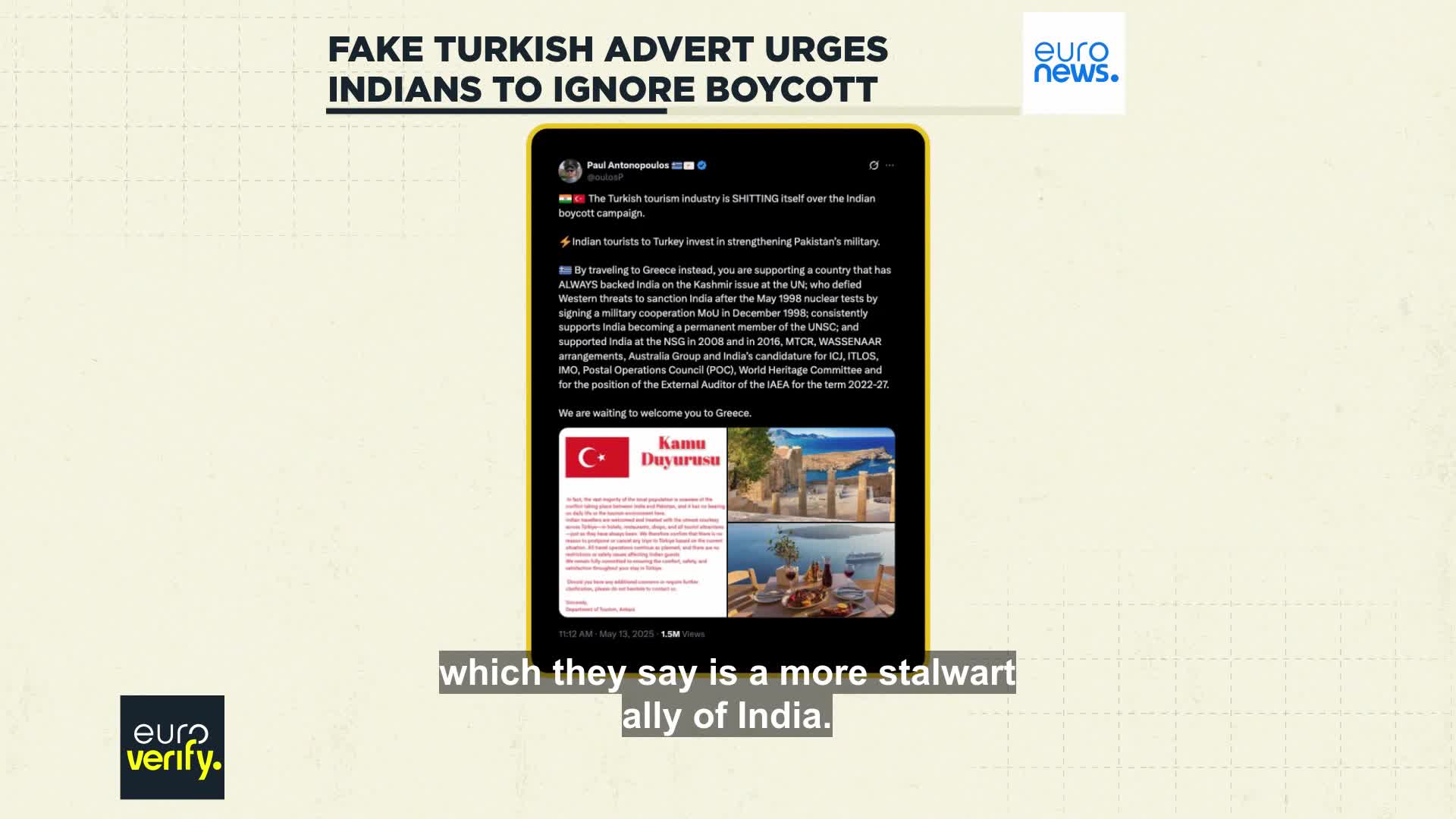Fake Turkish government advert urges Indian tourists to ignore boycott