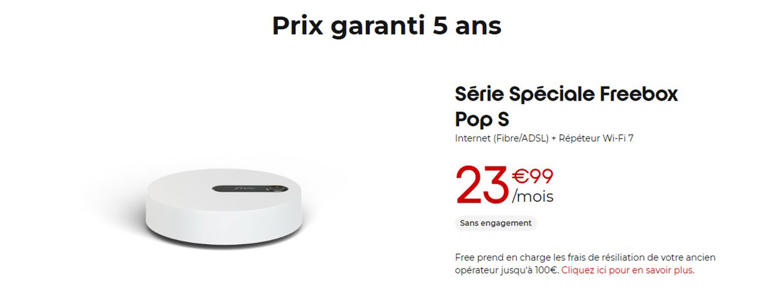 Freebox Pop S : Free réduit le tarif de l'abonnement avec un prix bloqué 5 ans