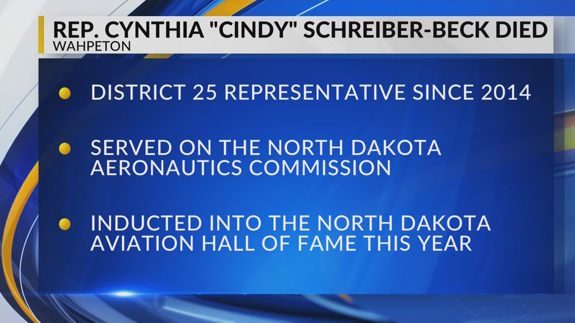 Longtime North Dakota state lawmaker Cynthia "Cindy" Schreiber-Beck ...
