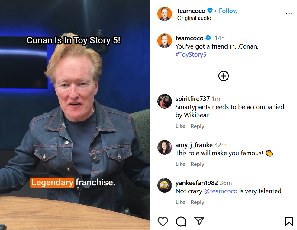 Toy Story 5 Adds Conan O’Brien as Smarty Pants