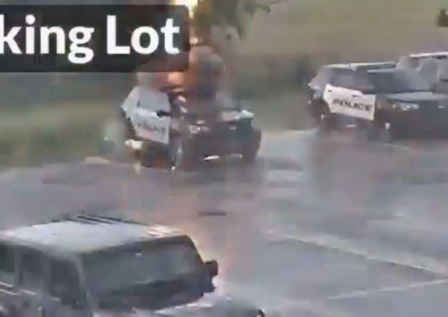 Watch: Police car struck by lightning in Oklahoma
