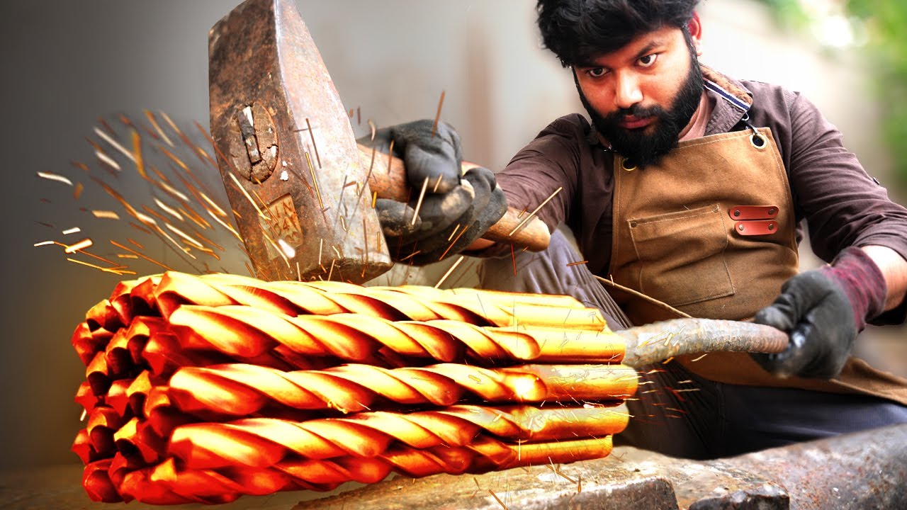 Forging Dozens of Drill Bits into a Super Sharp " Machete"