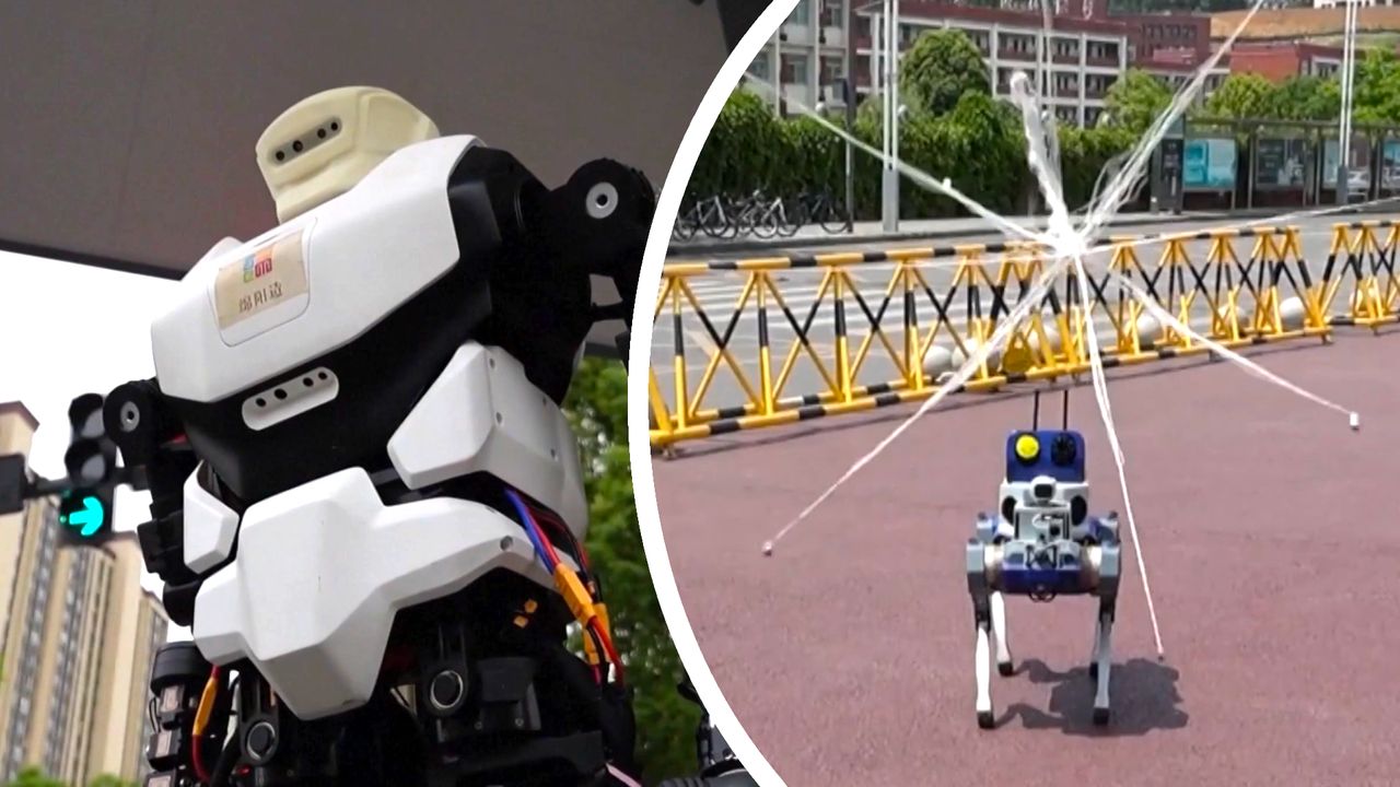 Humanoid bots and robot dogs helping patrol the streets in China