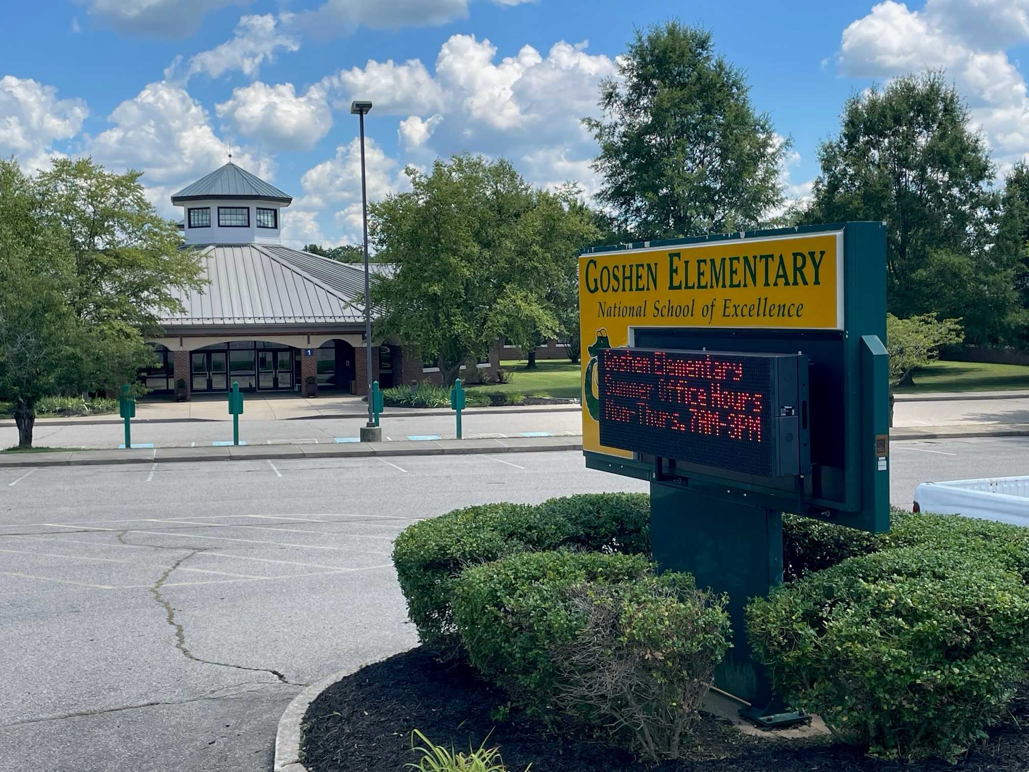 Police: Woman charged after hitting car in Goshen Elementary pick-up line, driving away