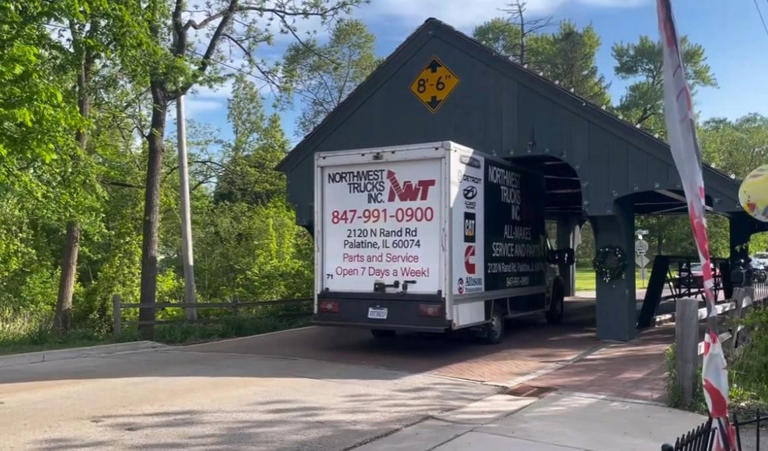 Box truck hits historic Robert Parker Coffin Bridge in Long Grove; over ...