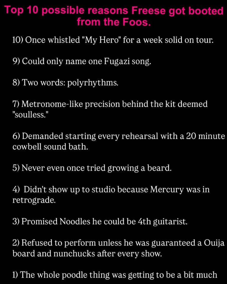 Ex Foo Fighters drummer Josh Freese lists 10 theories why he was fired ...