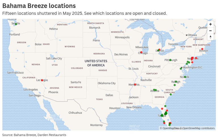 Bahama Breeze restaurant closures: Map shows which locations are open ...