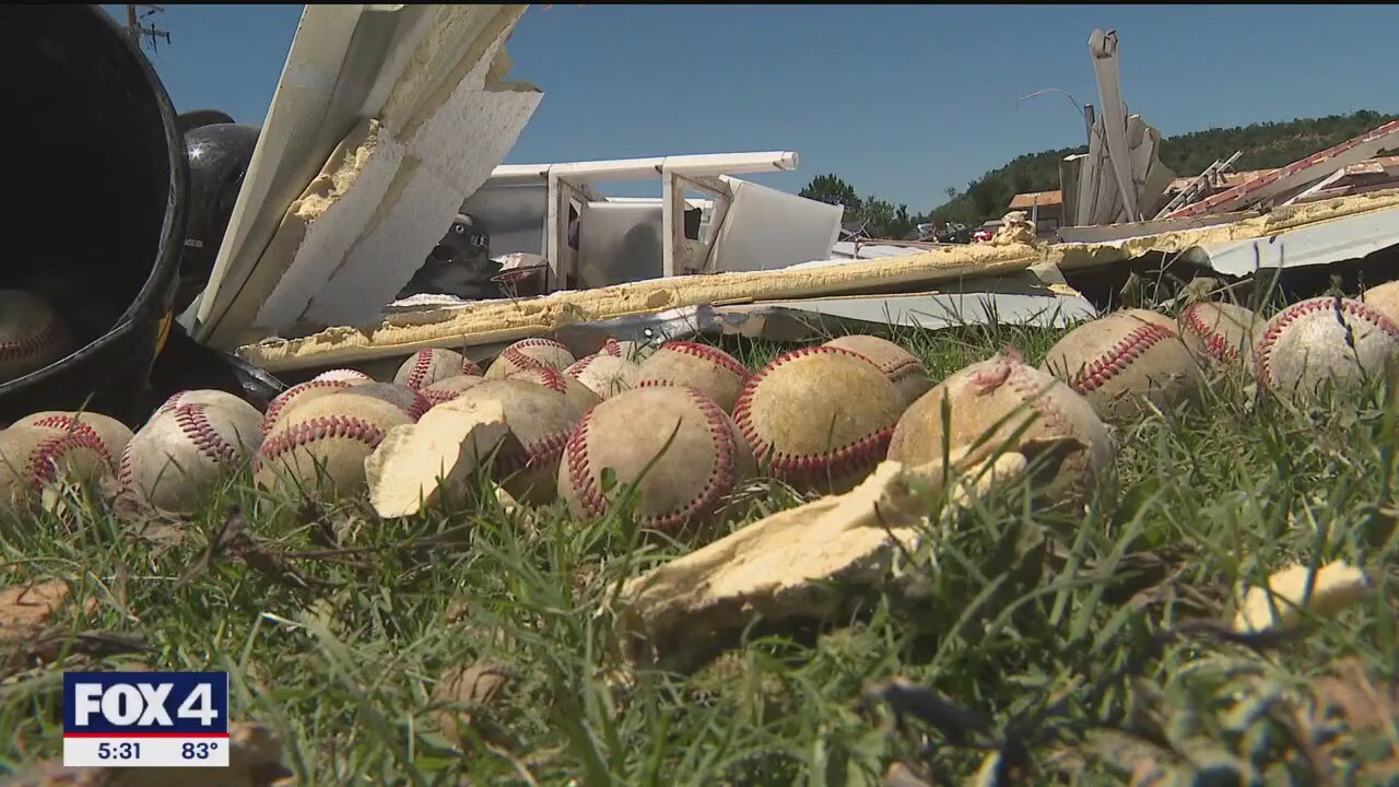 Gordon ISD baseball team practices after tornado damage