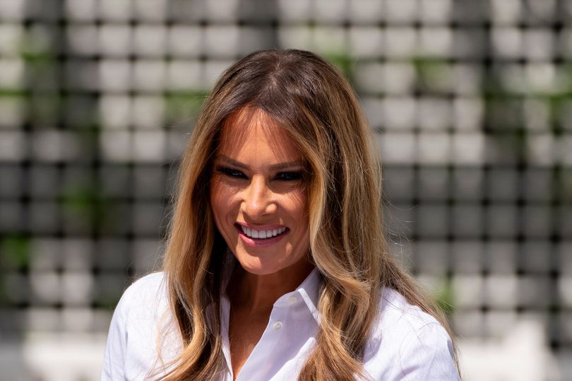 Melania Trump steps into spring as she emerges at the White House in ...