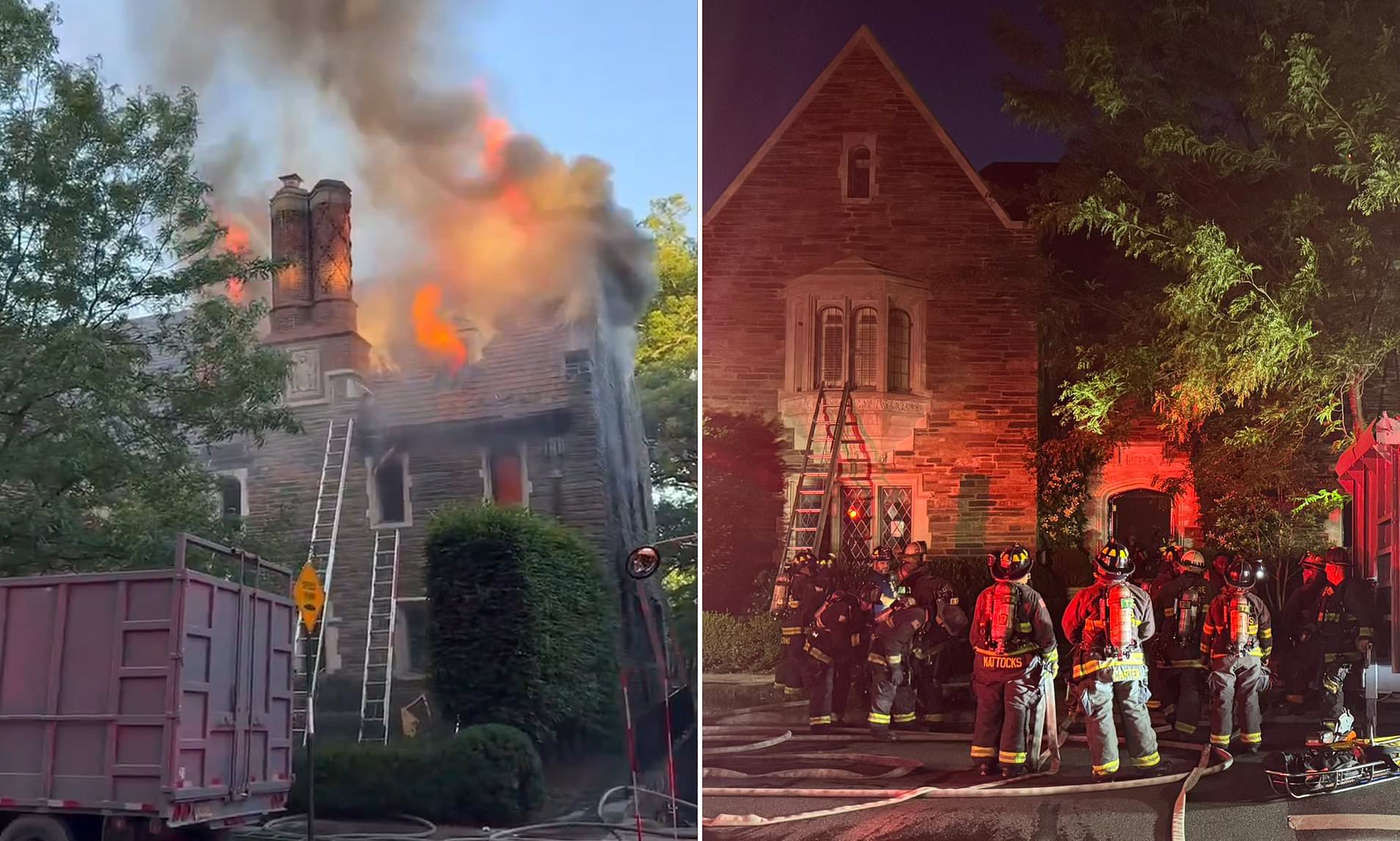 Stunning DC mansion that backs onto Obamas' home is consumed by huge blaze