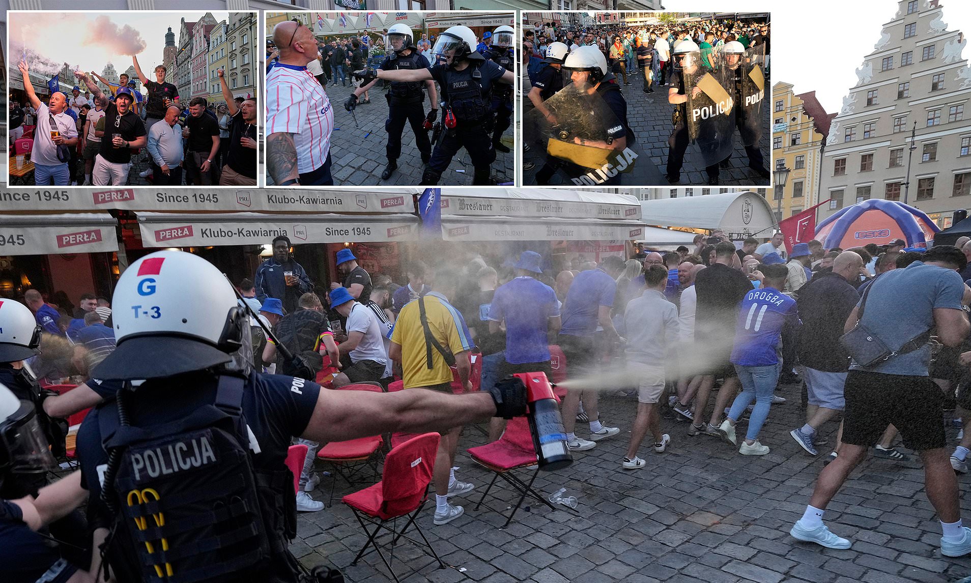 Chelsea and Real Betis fans clash as trouble flares ahead of Conference ...